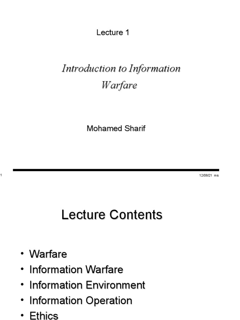 Introduction To Information Warfare | PDF | Military | Information