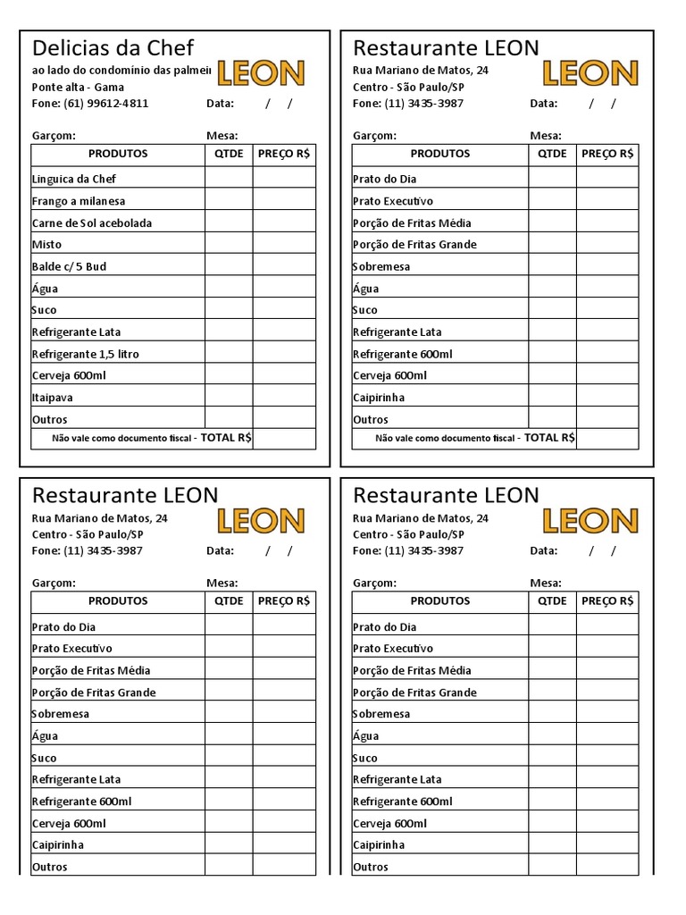 Saipos - Modelo - de - Comanda Happy Hour | PDF | Alimentos | Comidas e ...