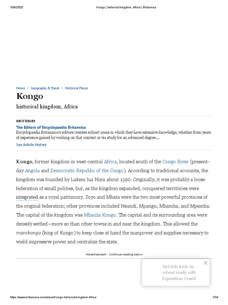 Kongo - Historical Kingdom, Africa - Britannica | PDF | Social Science ...