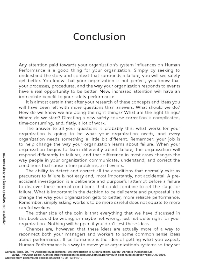 Pre-Accident Investigations An Introduction To Org... - (Conclusion ...
