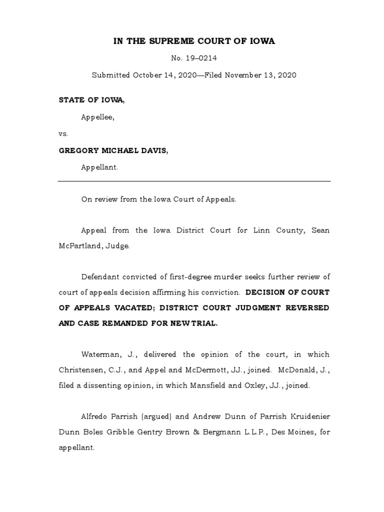 Iowa Supreme Court Orders New Murder Trial | PDF | Strickland V ...