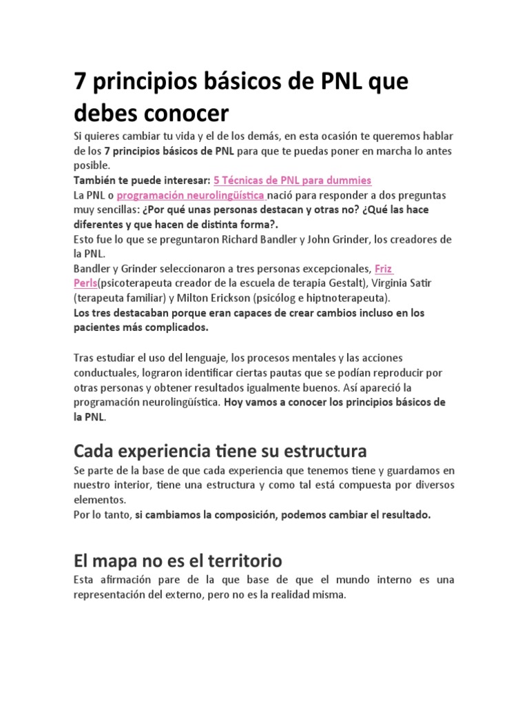 7 Principios Básicos de PNL Que Debes Conocer | PDF | Programación ...