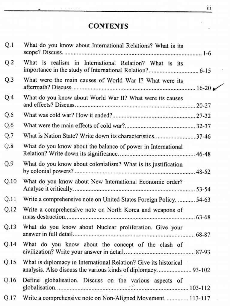 International Relations Solved Questions PDF | PDF