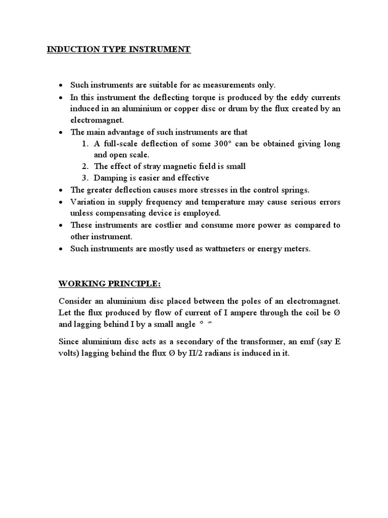 Induction Type Instrument - NC | PDF | Electromagnetic Induction | Inductor