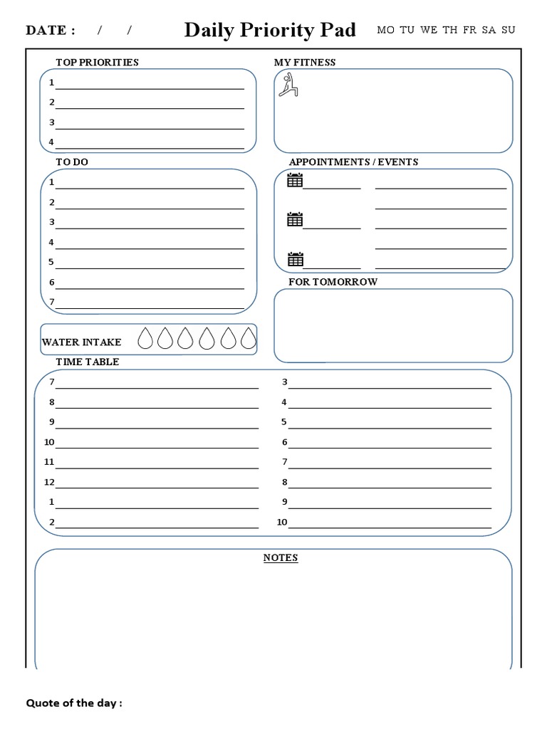 Daily Priority Pad | PDF