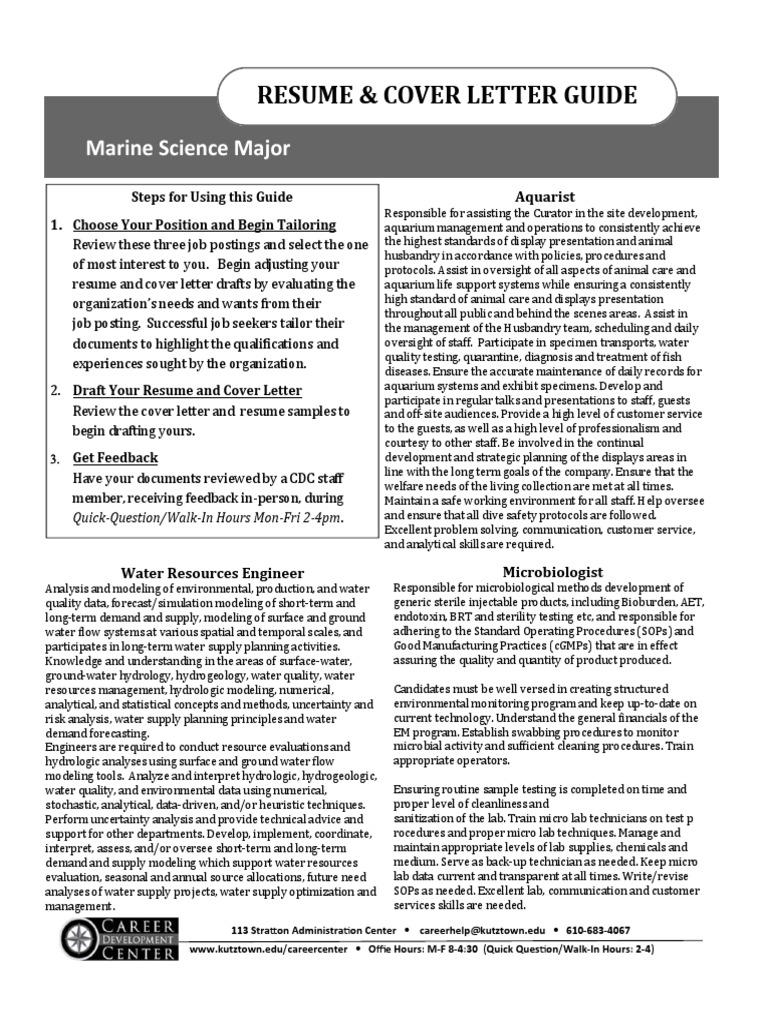 Marine Science Resume and Cover Letter GUIDE 2017 PDF | PDF | Hydrology ...