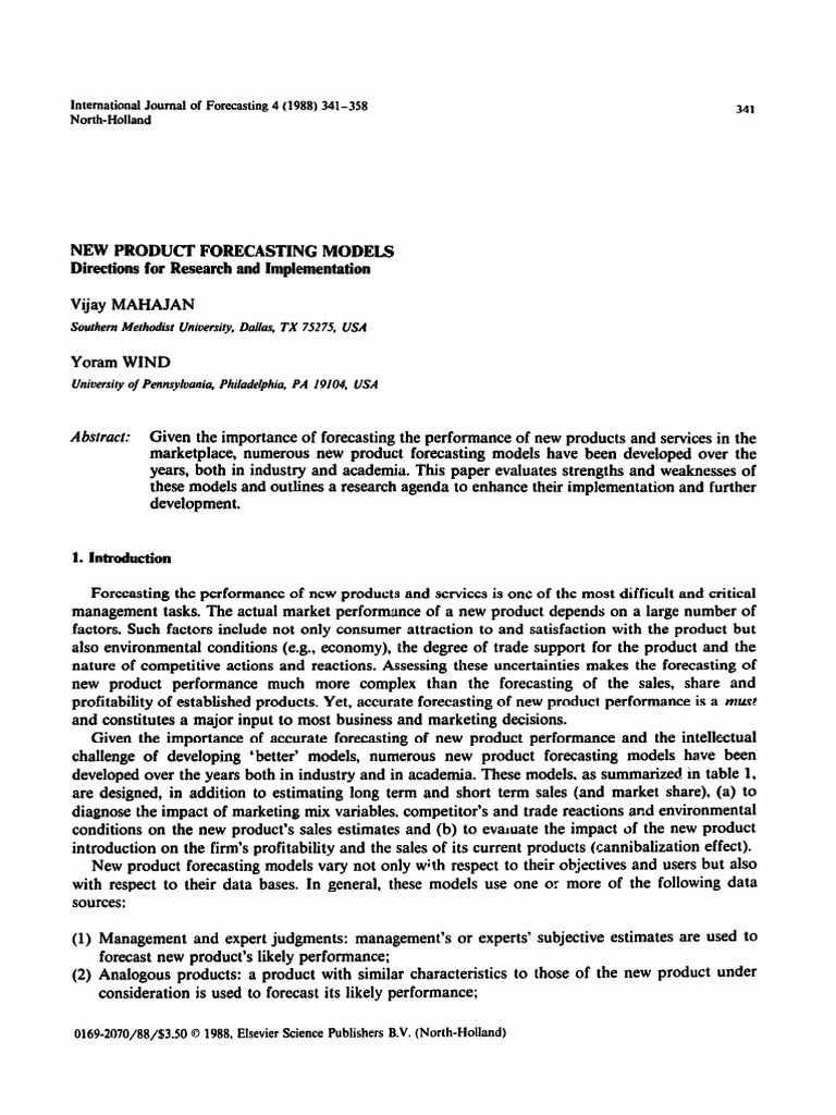 New Product Forecasting Models | PDF | Forecasting | Marketing