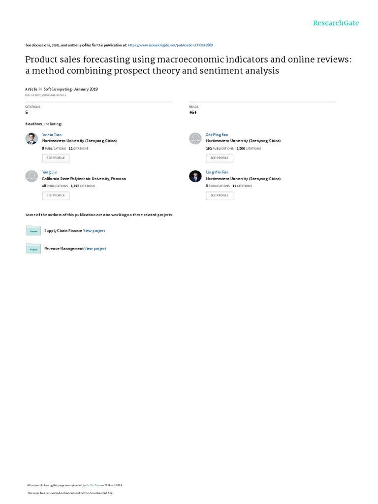 Product Sales Forecasting Using Macroeconomic Indicators | PDF | Forecasting | Multicollinearity