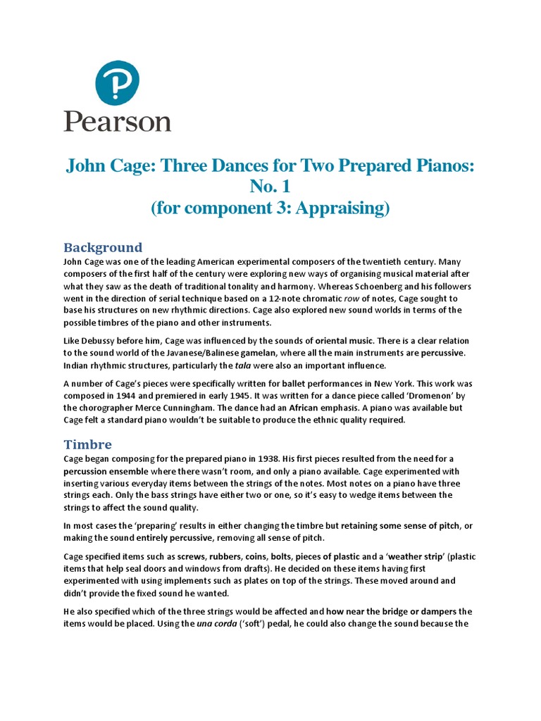 A Study in Rhythm, Timbre, and Texture: An Analysis of John Cage's ...