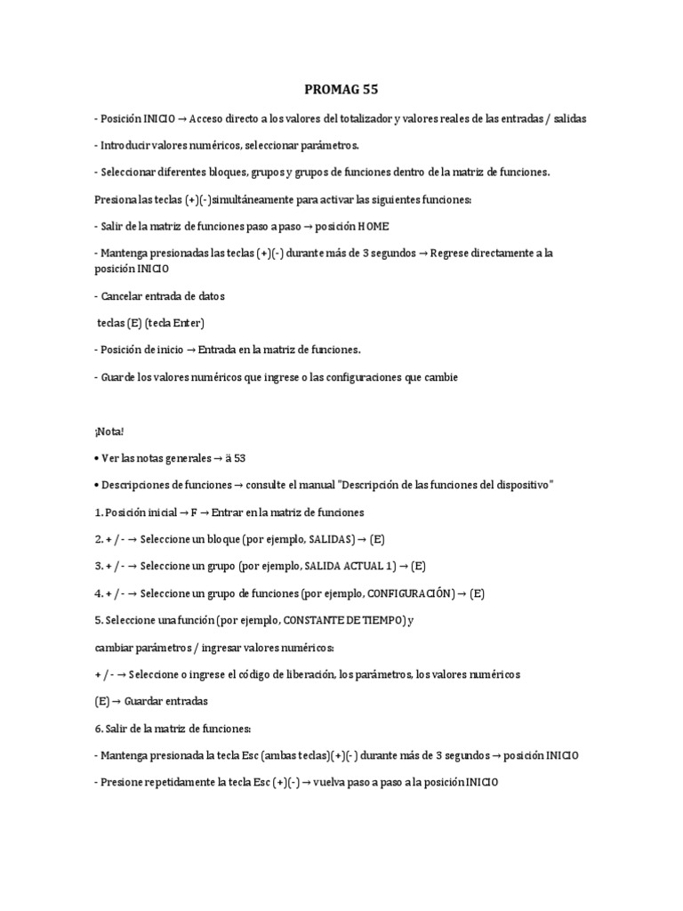 Traduccion Pasos PROMAG 55 ENDRESS HAUSER | PDF | Relé | Ingenieria ...