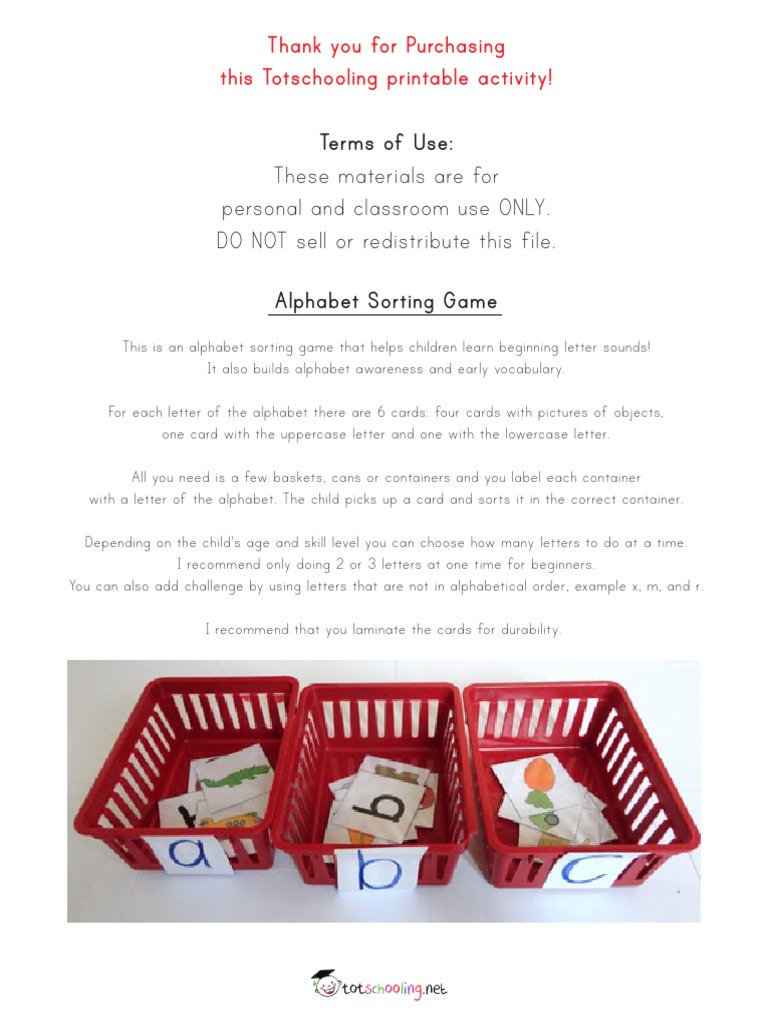 Alphabet Sorting Game | PDF