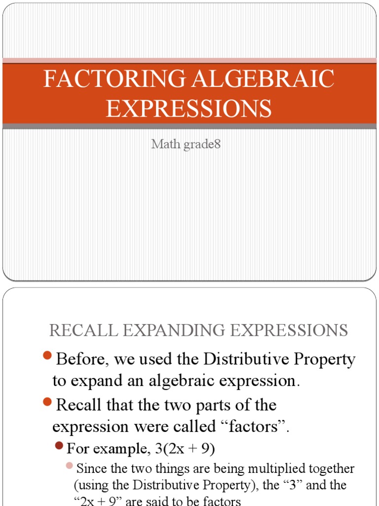 Grade 8 Algebra: Factoring Basics | PDF | Fraction (Mathematics ...