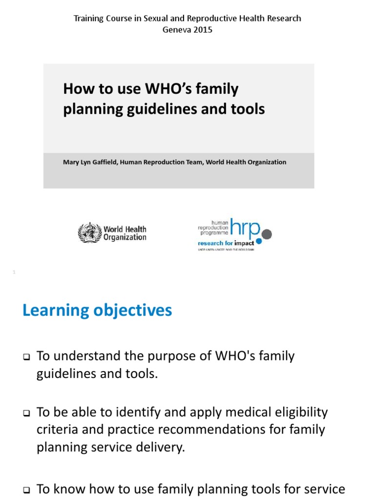 How To Use WHO's Family Planning Guidelines and Tools | Download Free ...