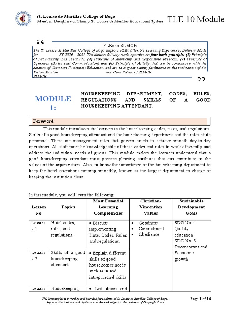 TLE 10 Module: Member: Daughters of Charity-St. Louise de Marillac ...