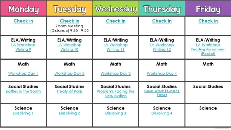 ELA and Math Workshop Schedule | PDF