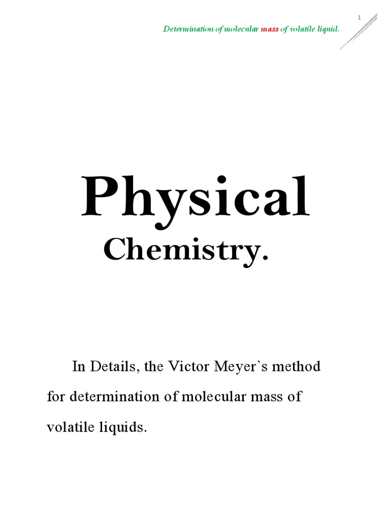 Victor Meyer Method for Molecular Mass | PDF | Phases Of Matter ...
