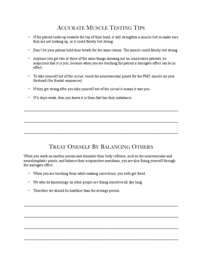 Accurate Muscle Testing Tips | PDF