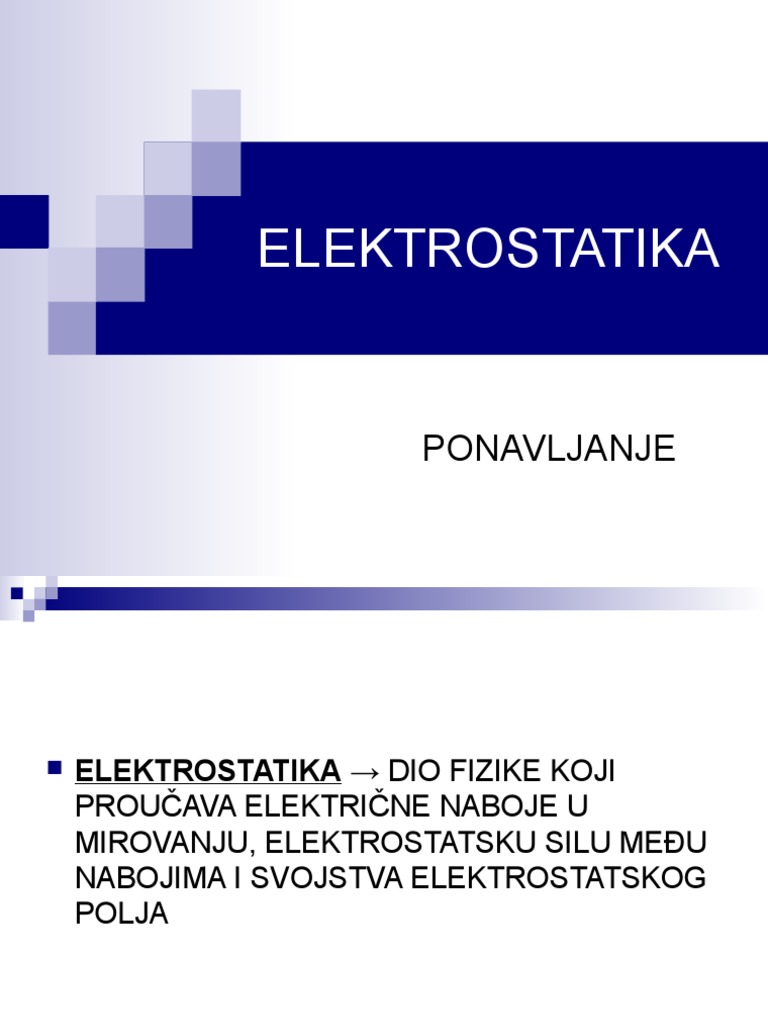 Elektrostatika - Ponavljanje | PDF