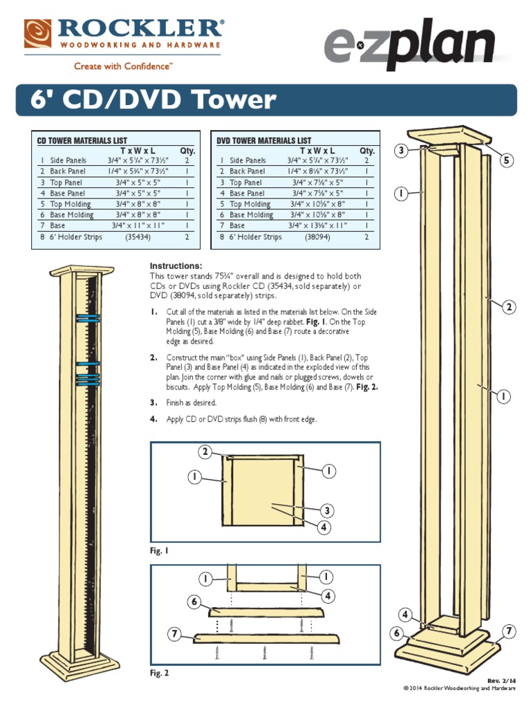 6' CD/DVD Tower: CD Tower Materials List TXWXL Qty. DVD Tower Materials ...