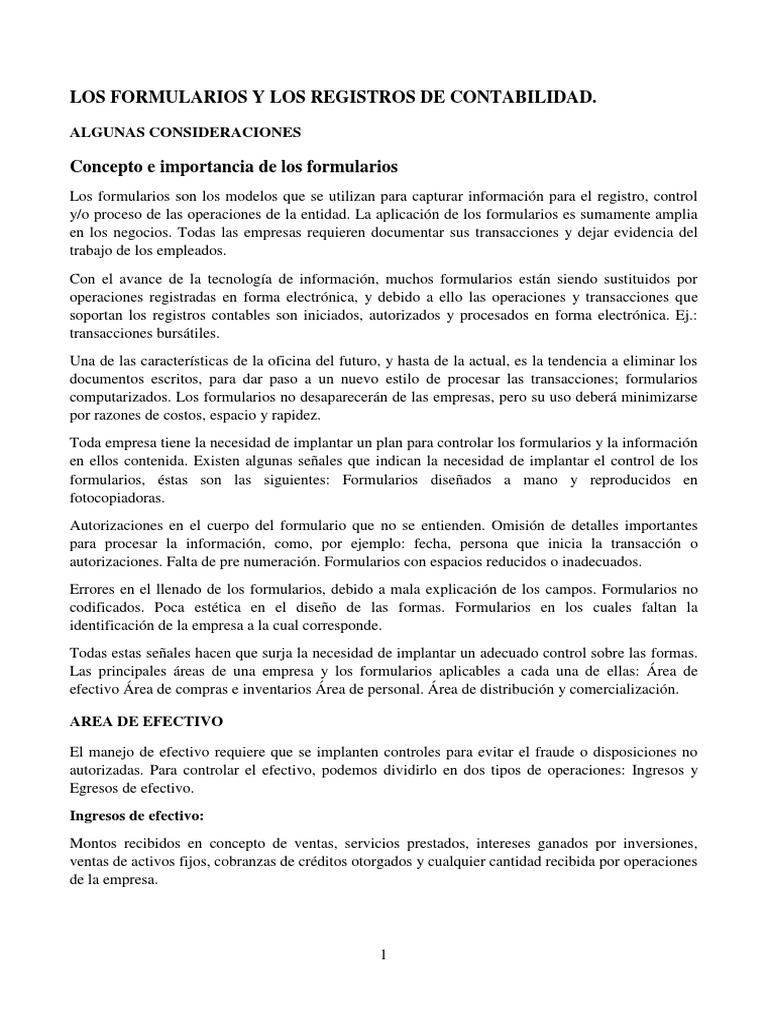 Formularios y Registro de Contabilidad | PDF | Diseño | Información