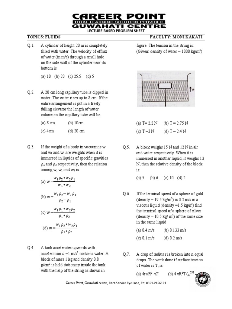 Topic Fluids - Final | PDF | Density | Classical Mechanics