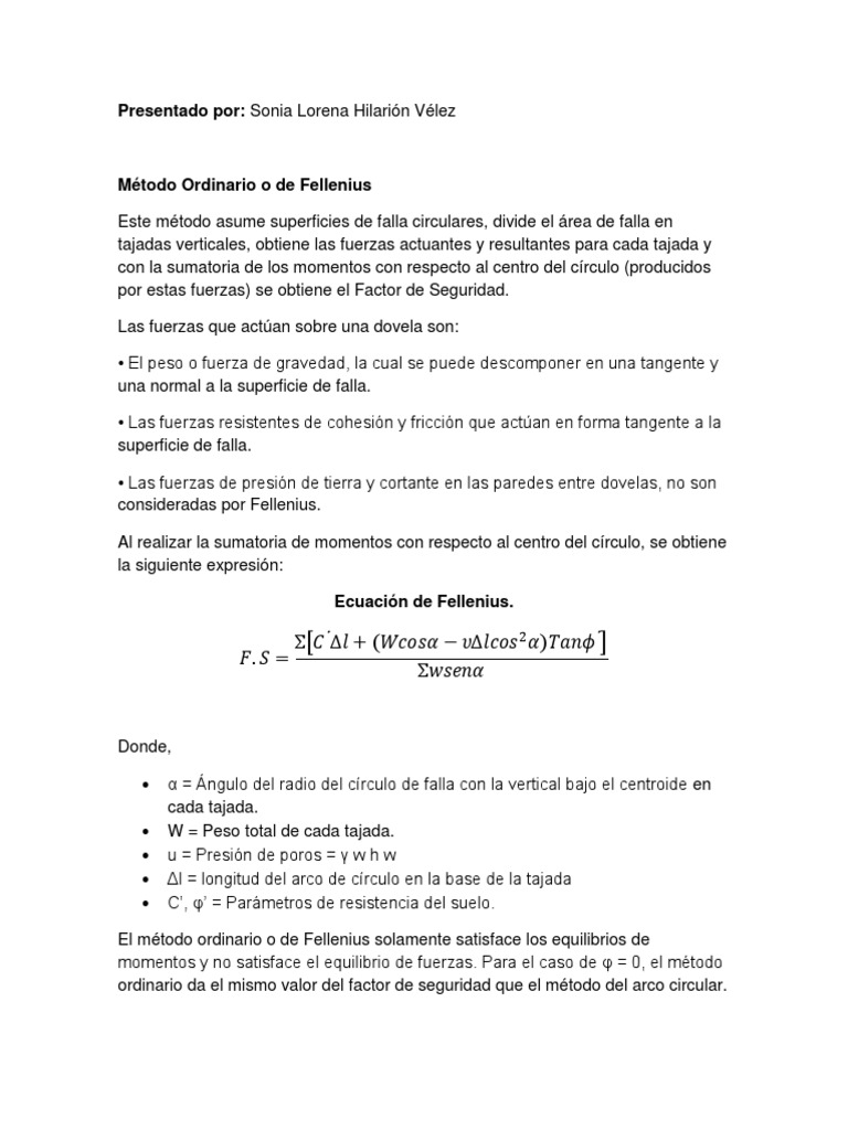 Metodo de Fellenius | PDF