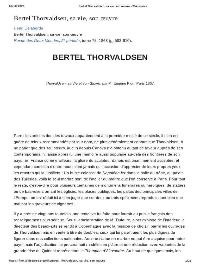 Bertel Thorvaldsen : Vie et Œuvre | PDF | Sculpture | Danemark