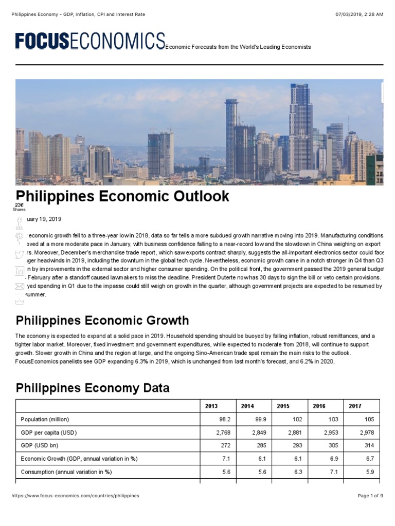 Philippines Economic Outlook | PDF | Inflation | Economic Growth