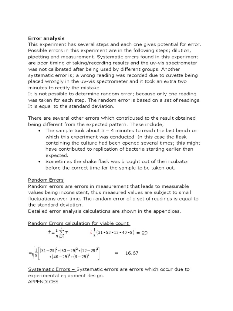 Error Analysis Final Pdf Observational Error Errors And Residuals 