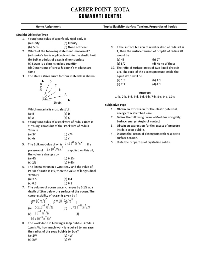 Prop Matter HW | PDF | Young's Modulus | Elasticity (Physics)