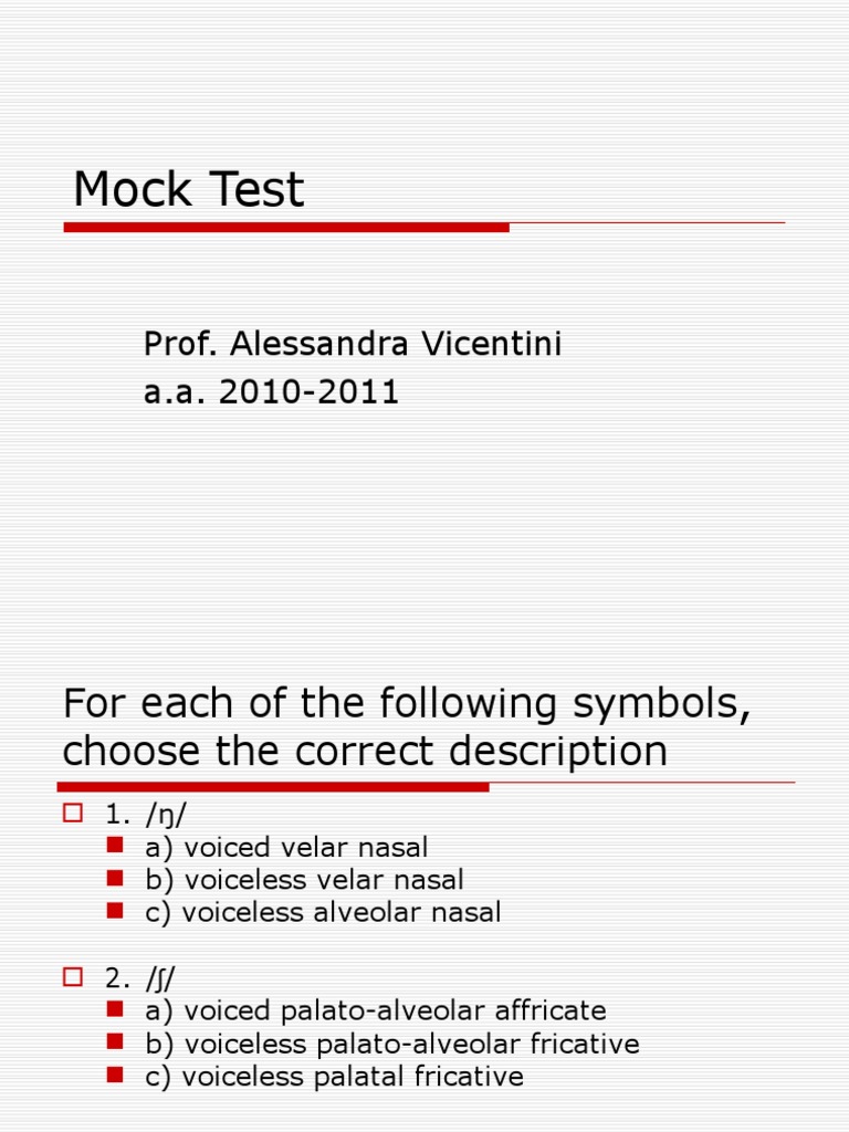 Phonetics Mock Test Questions | PDF