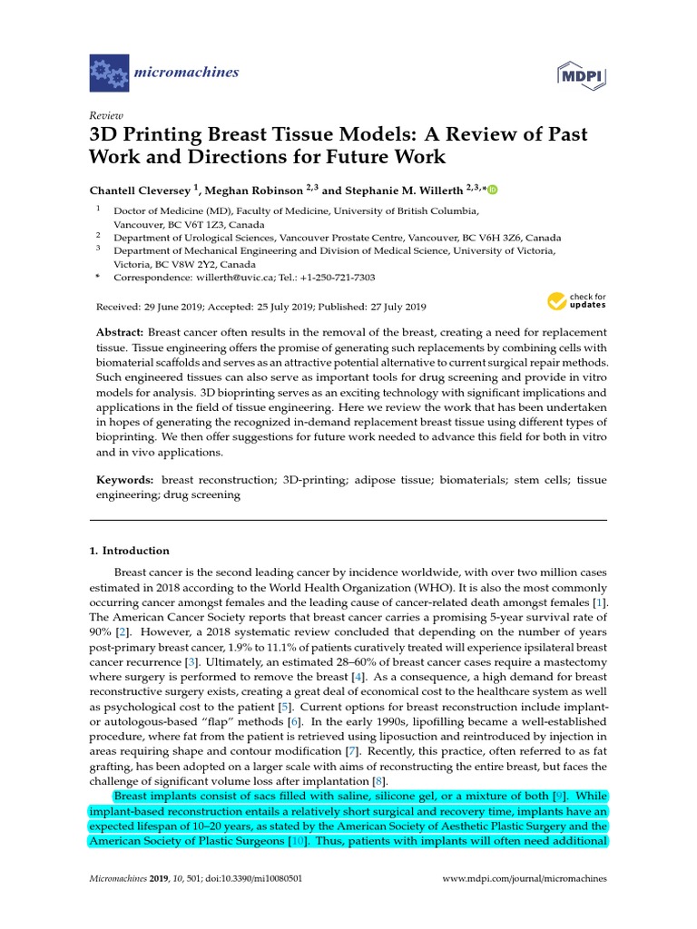 3D Printing Breast Tissue Models: A Review of Past Work and Directions ...