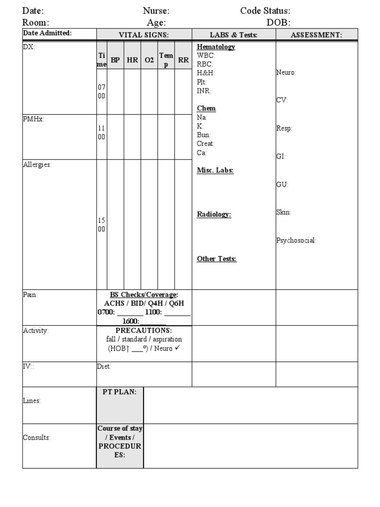 Nursing Clinical Report Sheet | PDF