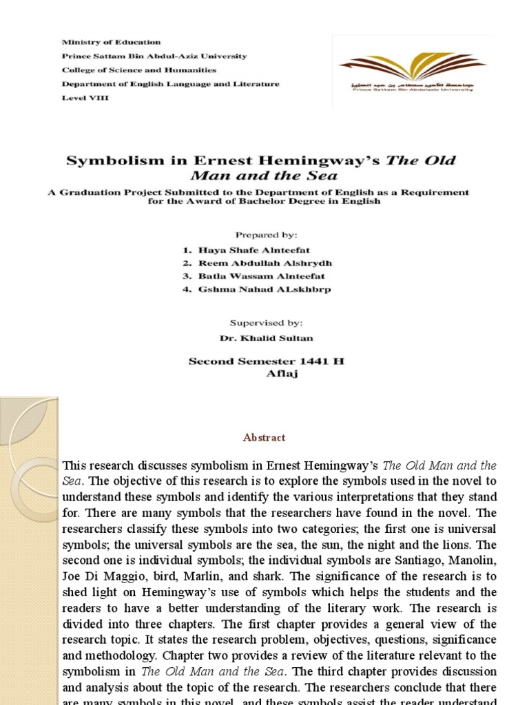 Symbolism in The Old Man and The Sea | PDF | Cognition | Psychological ...
