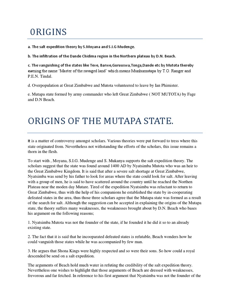 Origins of the Mutapa State Explained | PDF | Religion & Spirituality