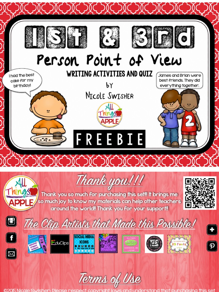 1 ST 3 RD Person Pointof View Writing Activitiesand Quiz FREEBIE | PDF ...