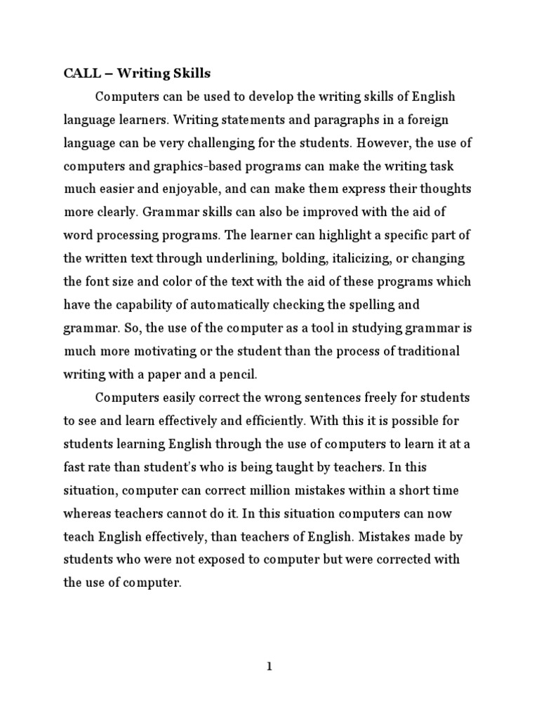 CALL - Writing Skills | PDF | English Language | Learning