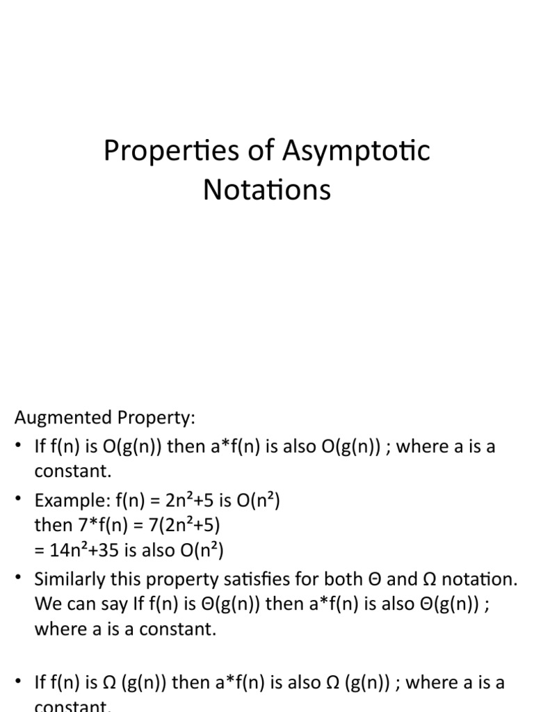Lecture 6 General Properties Of Asymptotic Notations Pdf