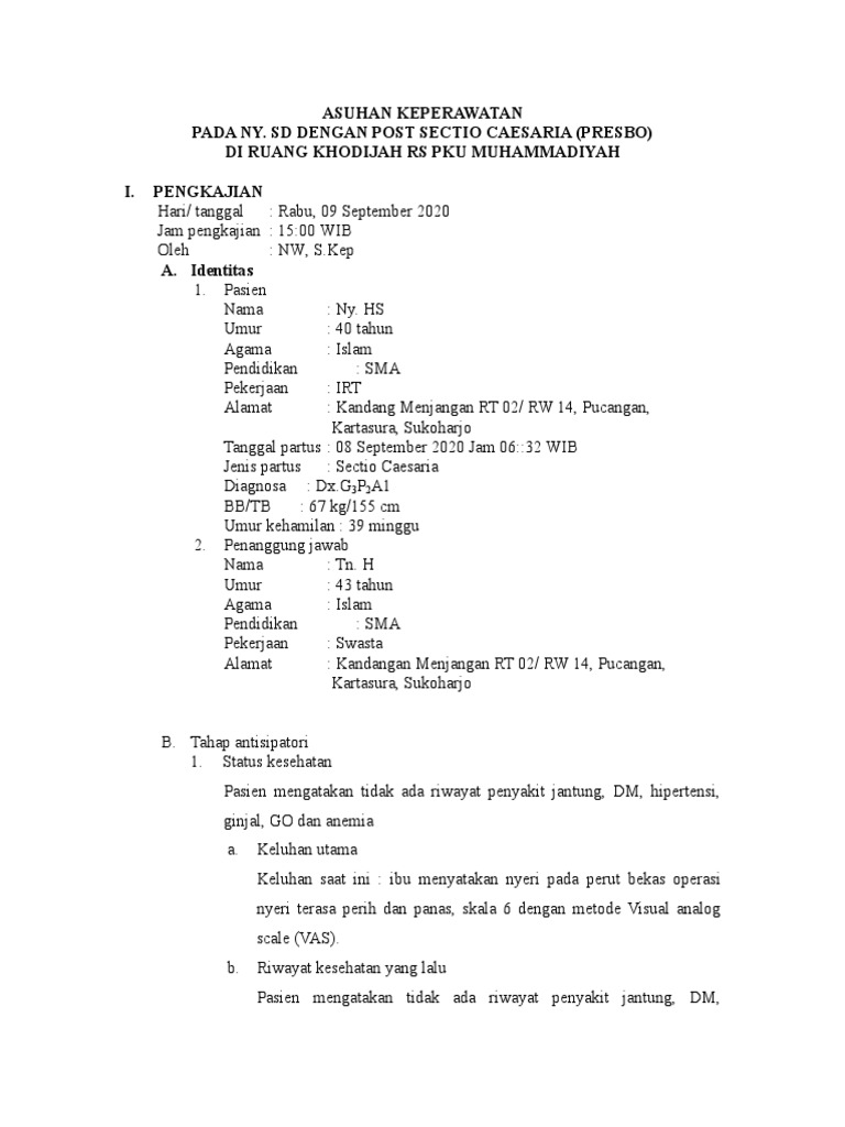 Askep Post Sectio Caesaria | PDF