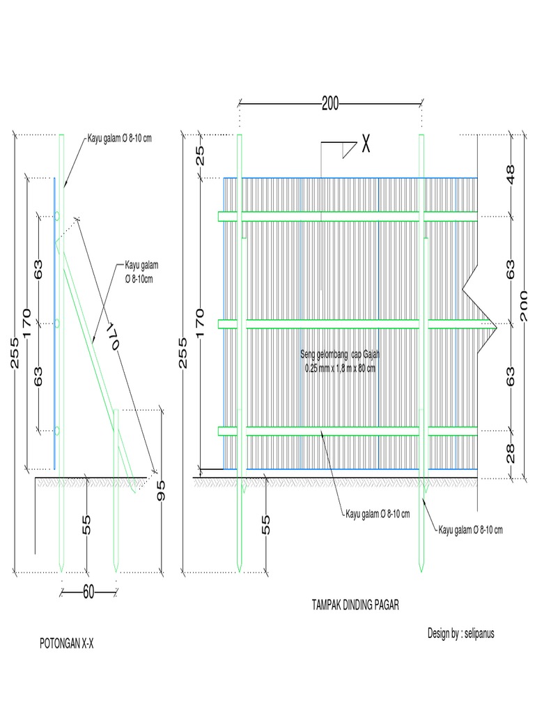 Pagar Seng Rangka Kayu Bulat | PDF