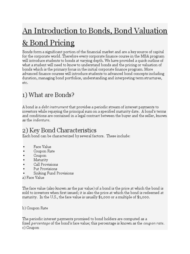 An Introduction To Bonds Pdf Bonds Finance Yield Finance