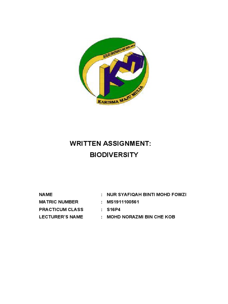 Written Assignment: Biodiversity | PDF | Organisms | Zoology