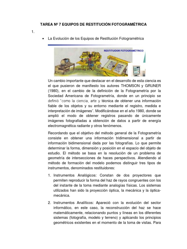 Tarea #7 Equipos de Restitución Fotogramétrica Jakeline Gomez | PDF ...