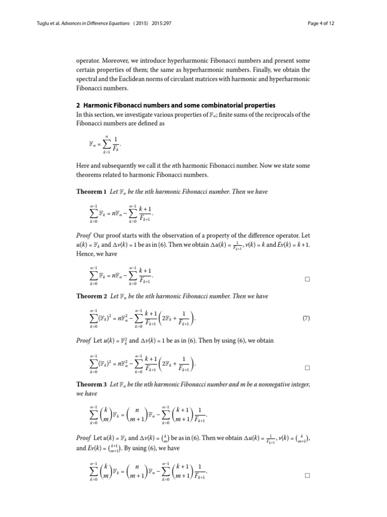 2 Harmonic Fibonacci Numbers and Some Combinatorial Properties | PDF | Numbers | Abstract Algebra