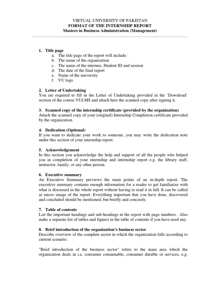 Format of Internship Report - MGTI619 | PDF | Swot Analysis | Cognition