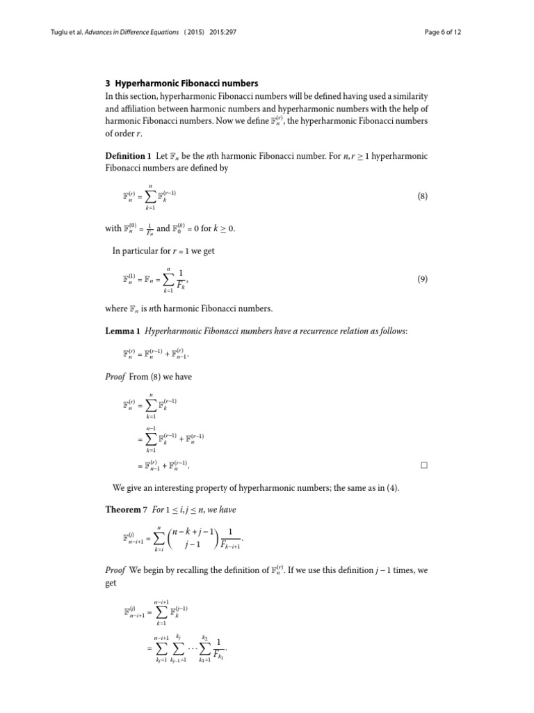3 Hyperharmonic Fibonacci Numbers: Definition | PDF | Teaching ...