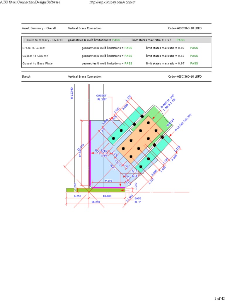 Result Summary - Overall Brace To Gusset Gusset To Column Gusset To ...