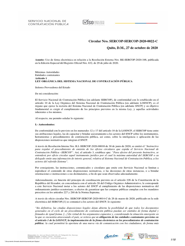 Sercop Sercop 2020 0022 C PDF | PDF | Estado (política) | Gobierno