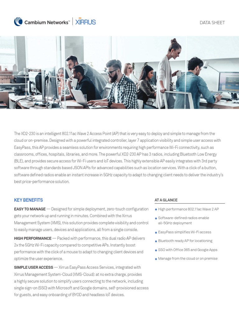 Xd2-230 Wave 2 Indoor Access Point: Data Sheet | PDF | Ieee 802.11 | I Pv6