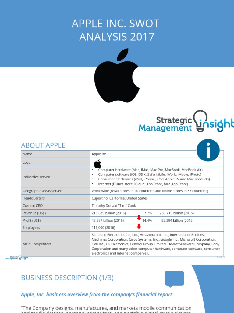 Apple Inc. Swot Analysis 2017 | PDF | Apple Inc. | Mac Os